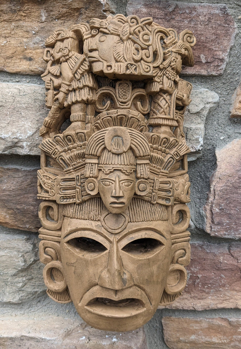 Aztec Mayan Yaxchilán mask wall plaque relief Sculpture www.Neo-Mfg.co – www.NEO-MFG.com