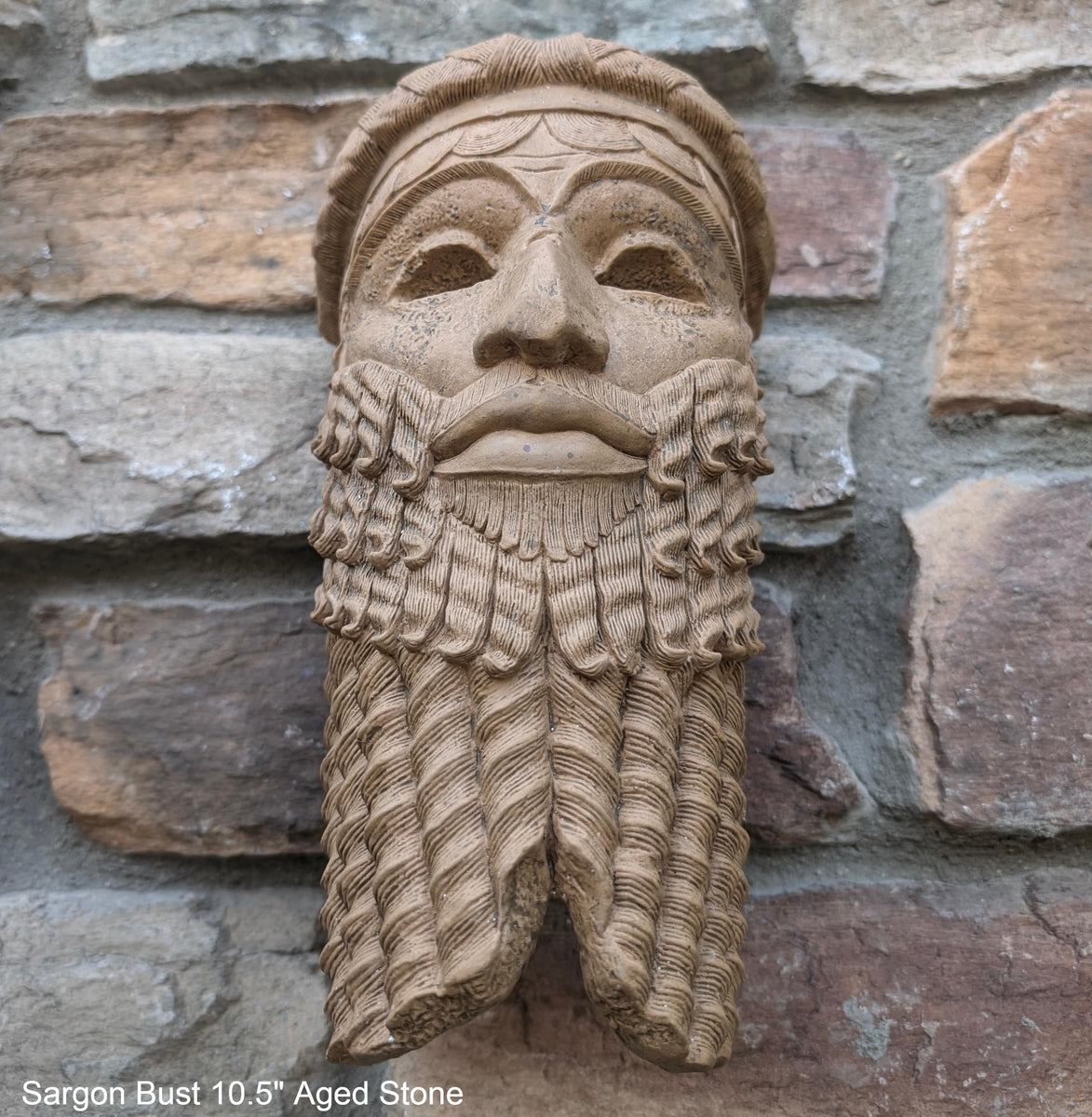 Assyrian king Sargon bust Carved Persian wall sculpture plaque 10.5" w – www.NEO-MFG.com