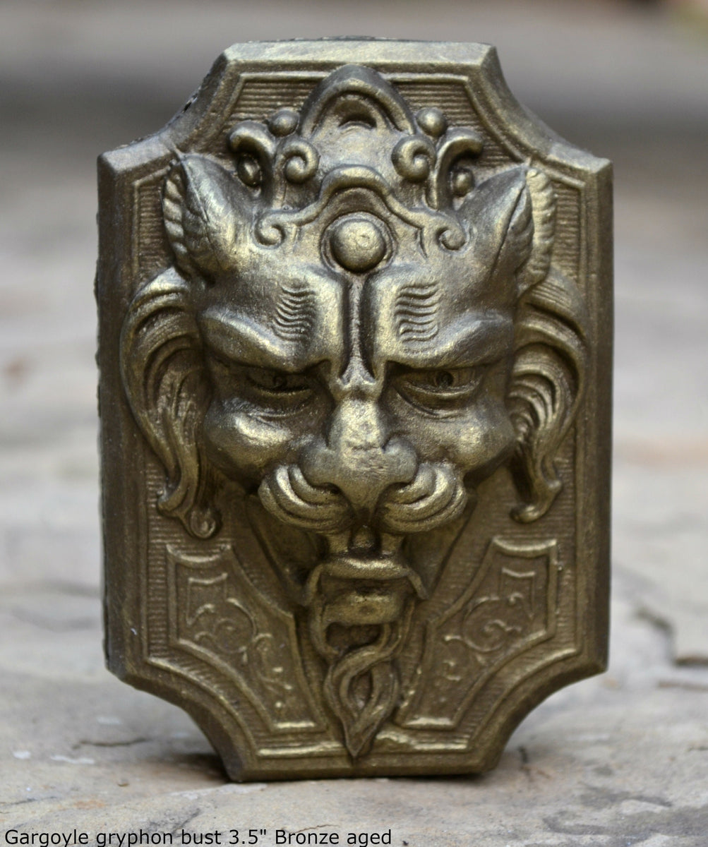 Gargoyle gryphon bust Sculpture wall plaque www.Neo-Mfg.com 3.5" home ...