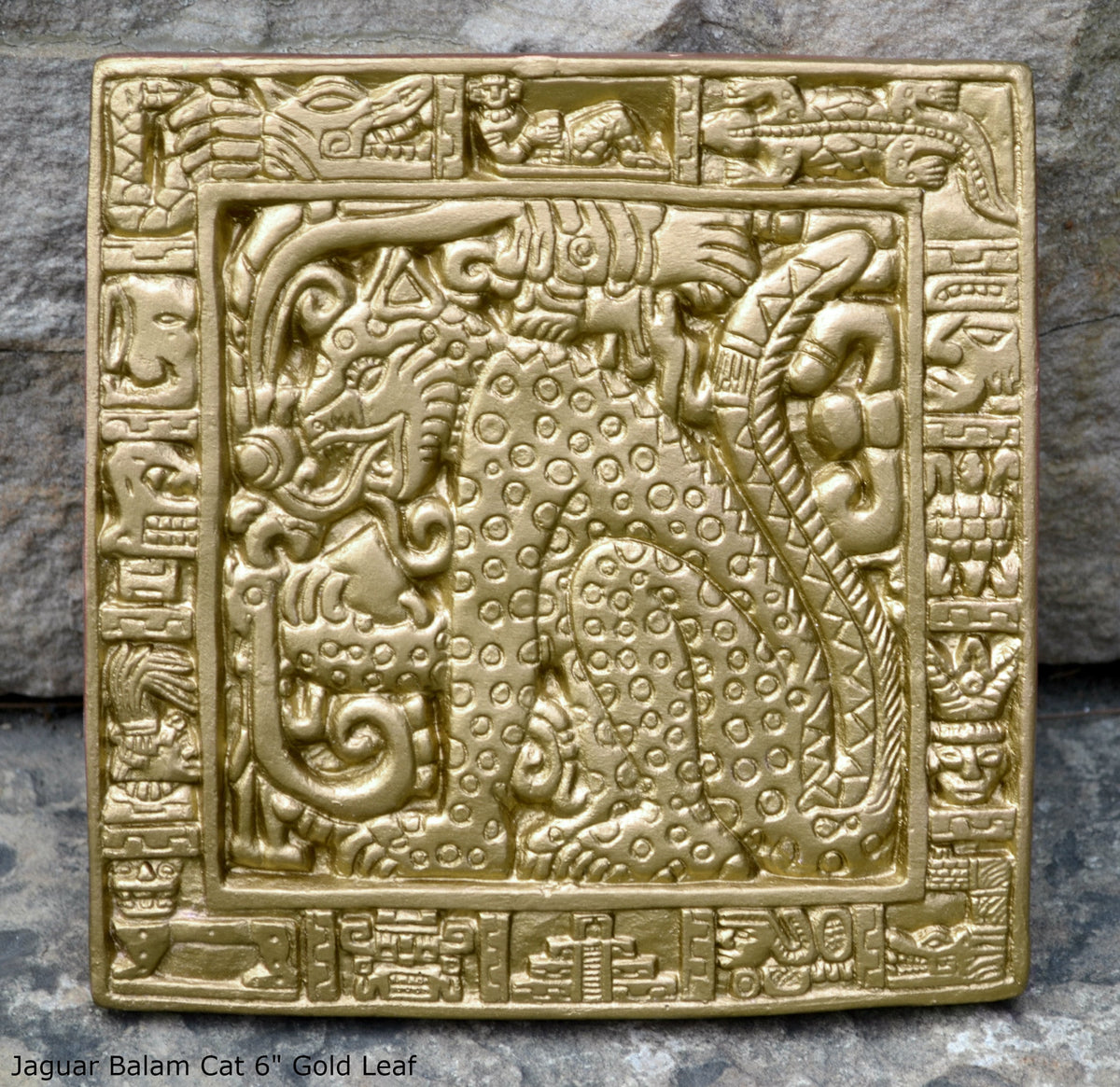 Aztec Mayan Jaguar Balam Cat sculpture Wall plaque carving 6" www.Neo ...