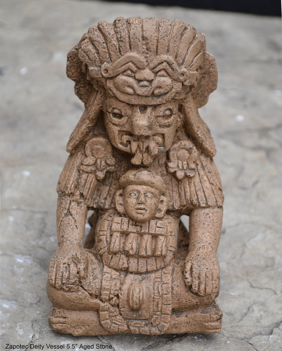 History Aztec Maya Mesoamerica Zapotec Deity Vessel Sculpture Statue w ...