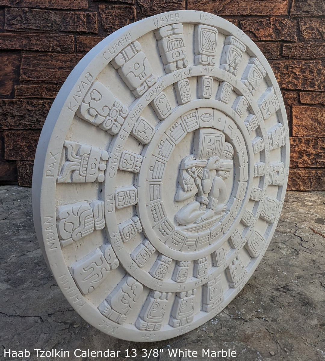 MAYAN AZTEC Haab Tzolkin CALENDAR Sculptural wall relief plaque 13 3/8 ...