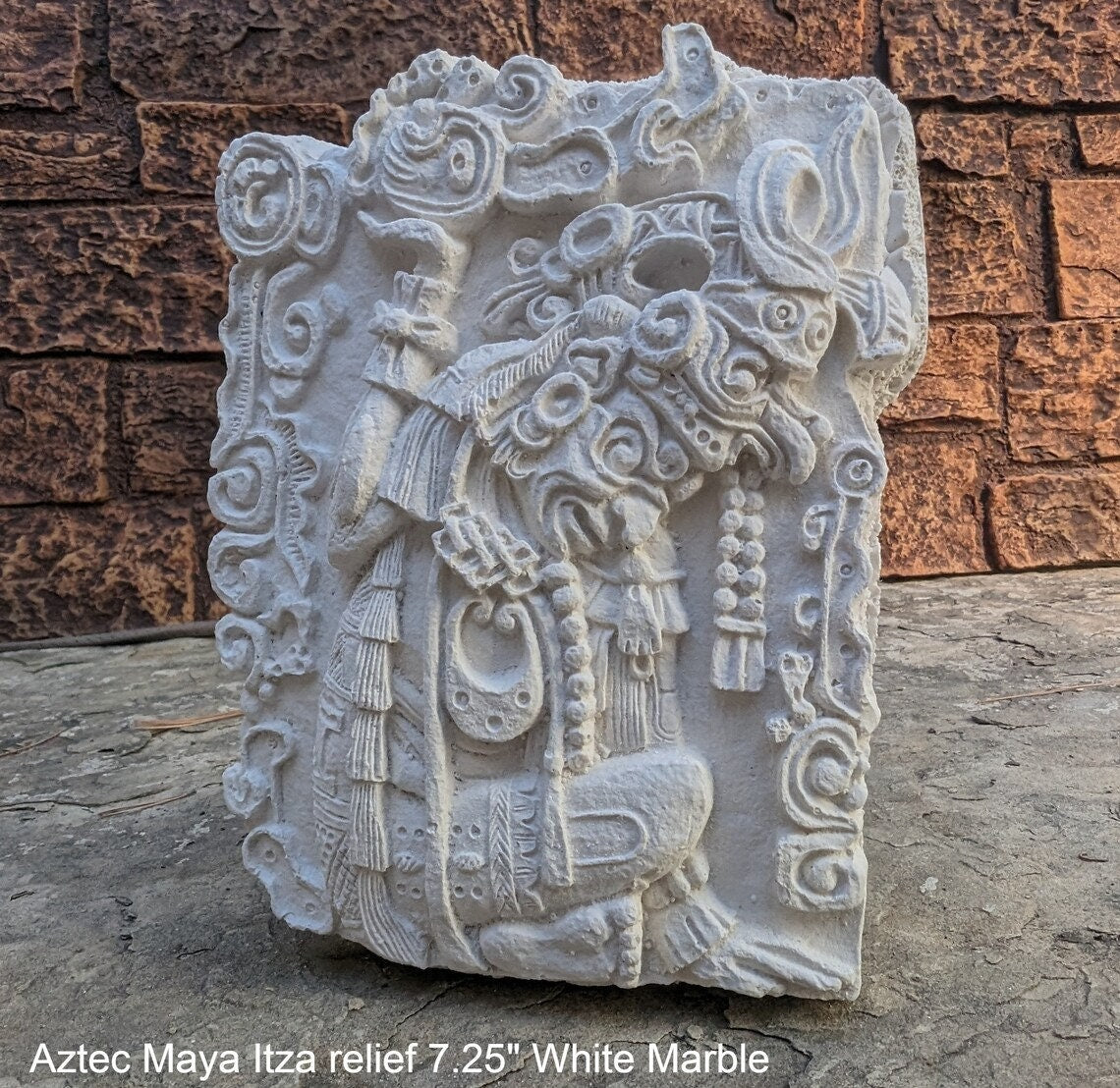 History Aztec Maya Itzamna Artifact Carved Sculpture Statue 13" Tall w ...