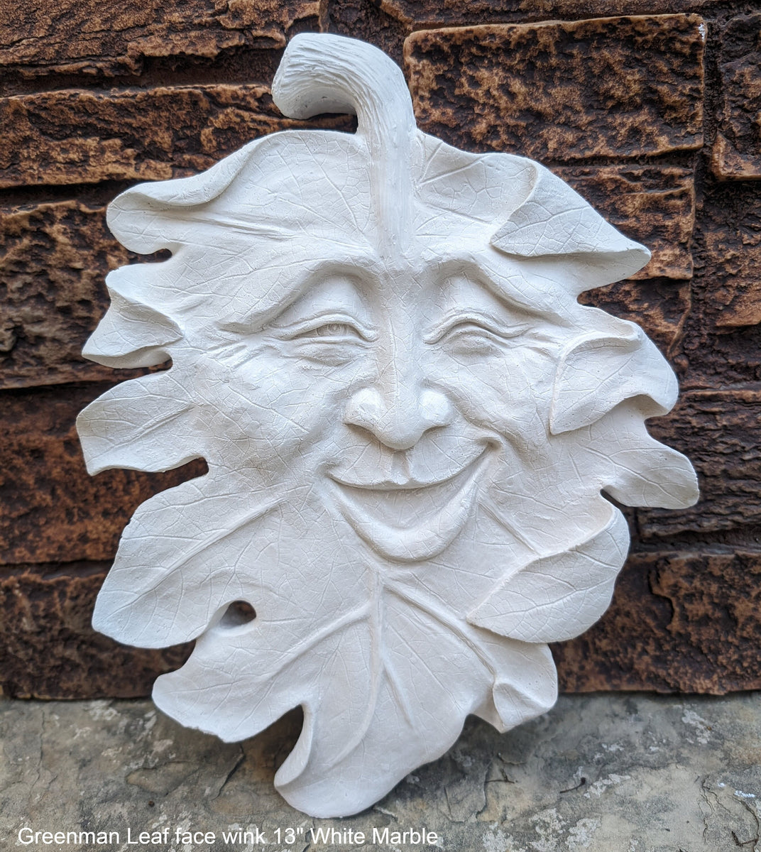 Green Man Leaf Face wink Tree Man Mythical wall Sculpture Mask Wall Pl ...