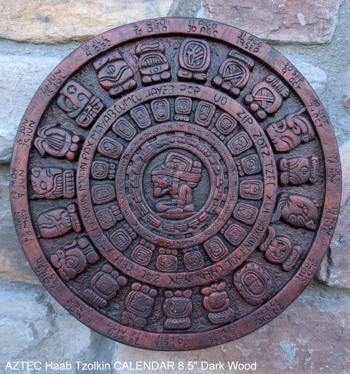 History MAYAN AZTEC Haab Tzolkin CALENDAR Sculptural wall relief plaqu ...
