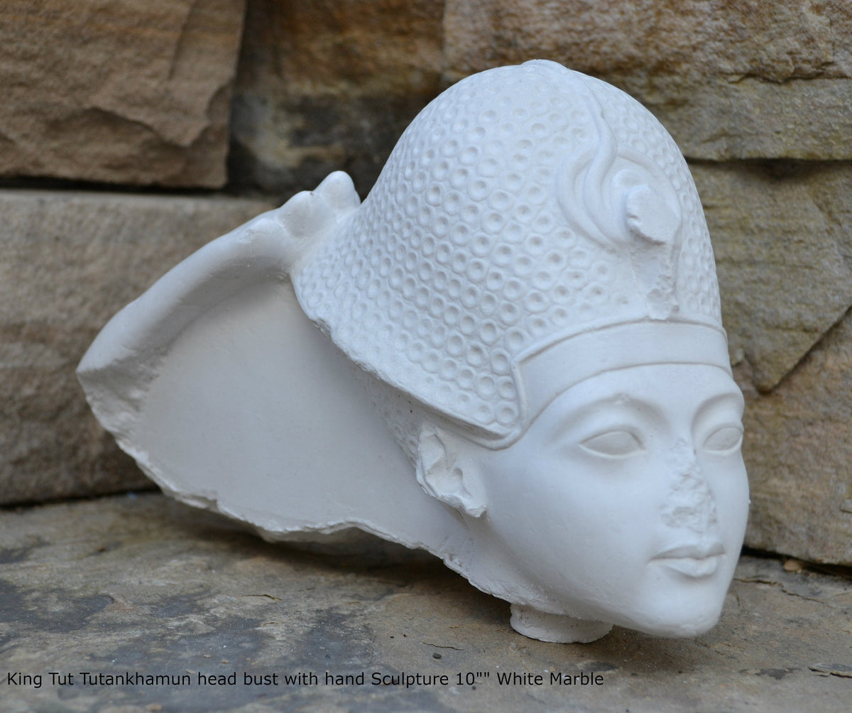 Egyptian King Tut Tutankhamun head bust with hand Sculpture statue mus ...