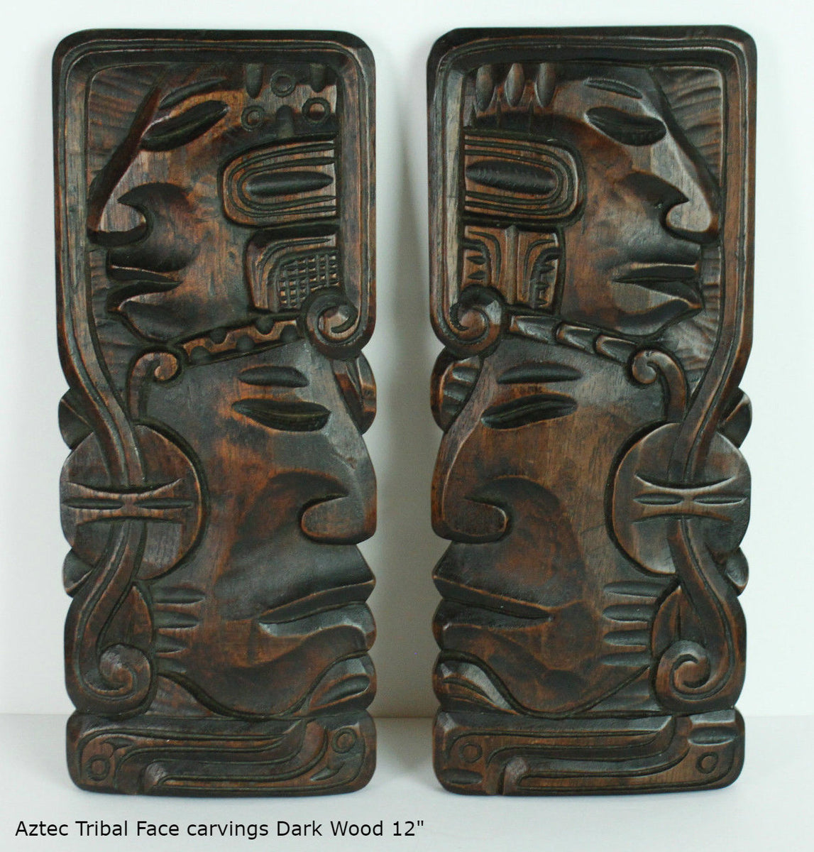 History Aztec Face carving Maya Artifact Carved Sculpture Statue 12" w ...