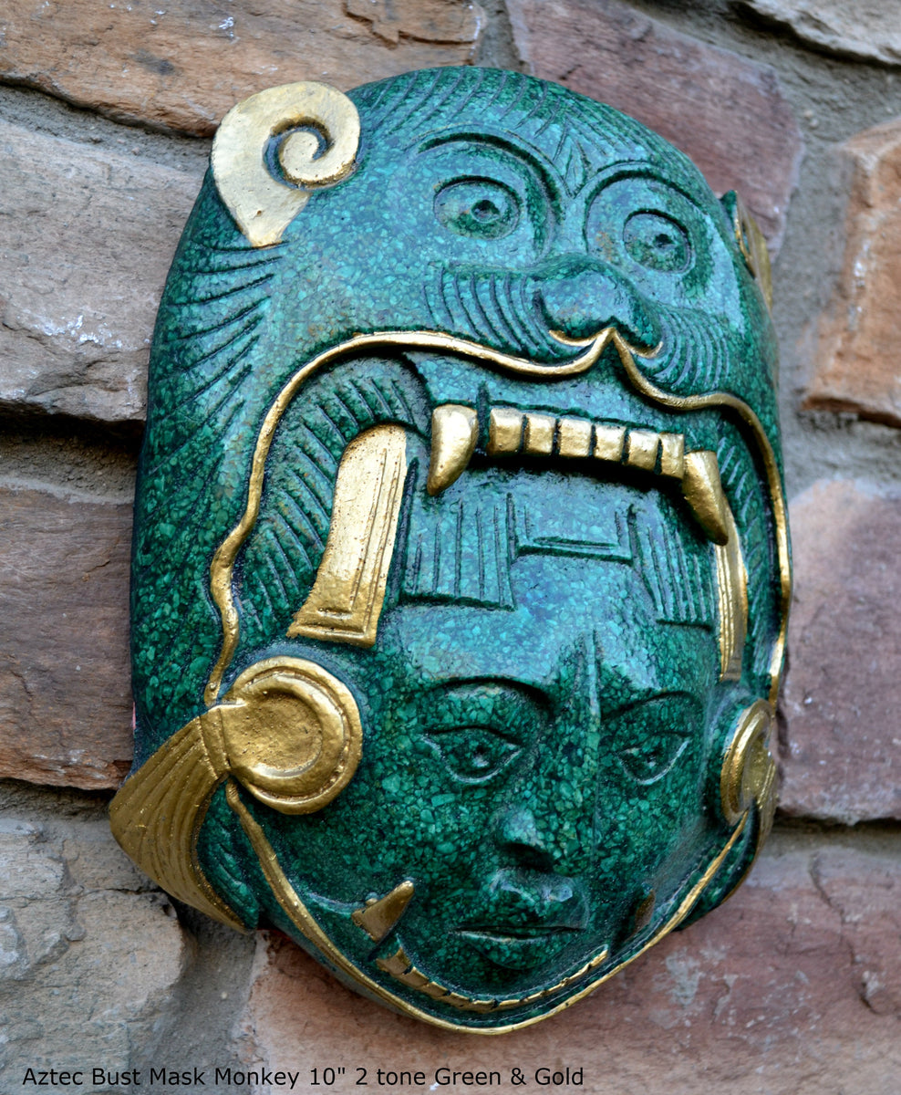 Aztec Mayan Mask Monkey statue sculpture Artifact Carved Sculpture Sta ...