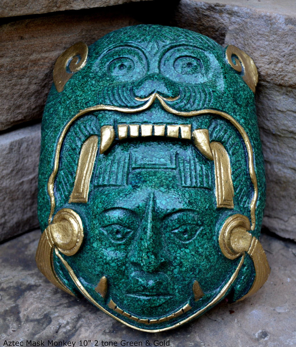 Aztec Mayan Mask Monkey statue sculpture Artifact Carved Sculpture Sta ...