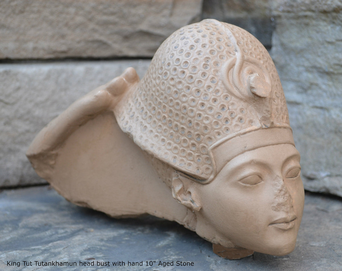 Egyptian King Tut Tutankhamun head bust with hand Sculpture statue mus ...