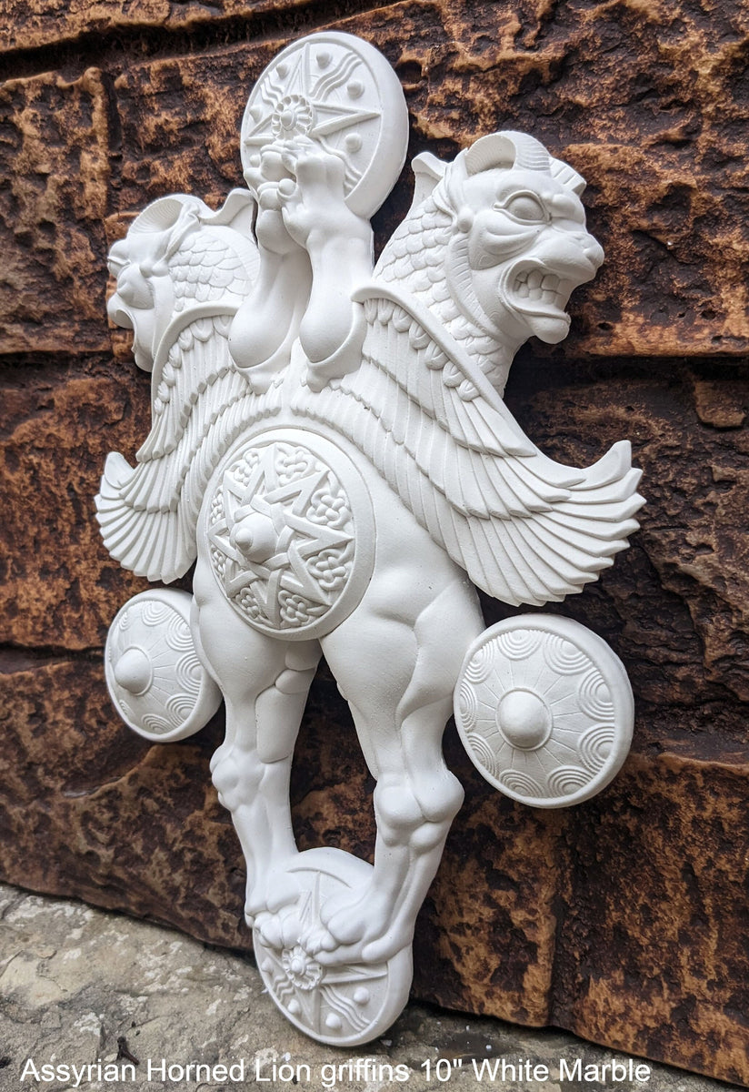 Assyrian Horned Lion griffin Persian Persepolis art Sculpture wall pla ...